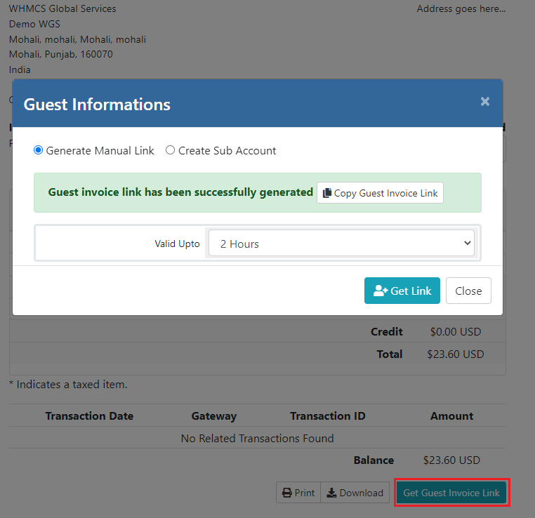 How to create Guest invoice link from clientarea? - Knowledgebase ...