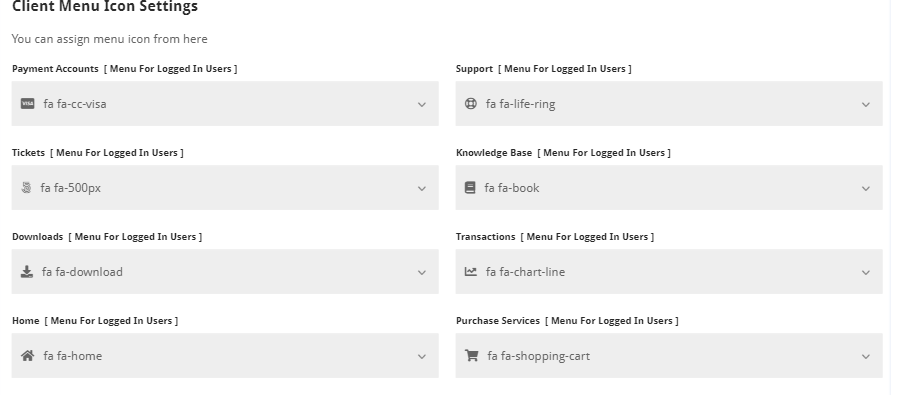 How to change the Client Menu Icon Settings - Knowledgebase - WHMCS Global Services